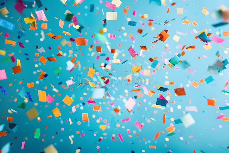 A Burst of Confetti Flying on a Blue Background Evoking Joy and ...