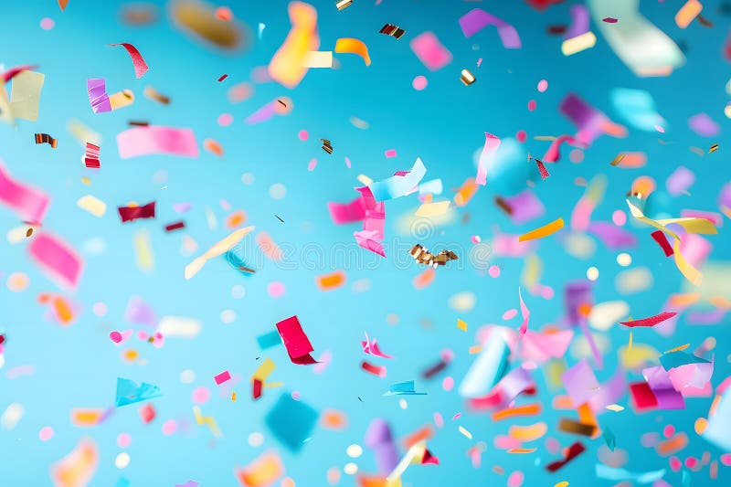 A Burst of Confetti Flying on a Blue Background Evoking Joy and ...