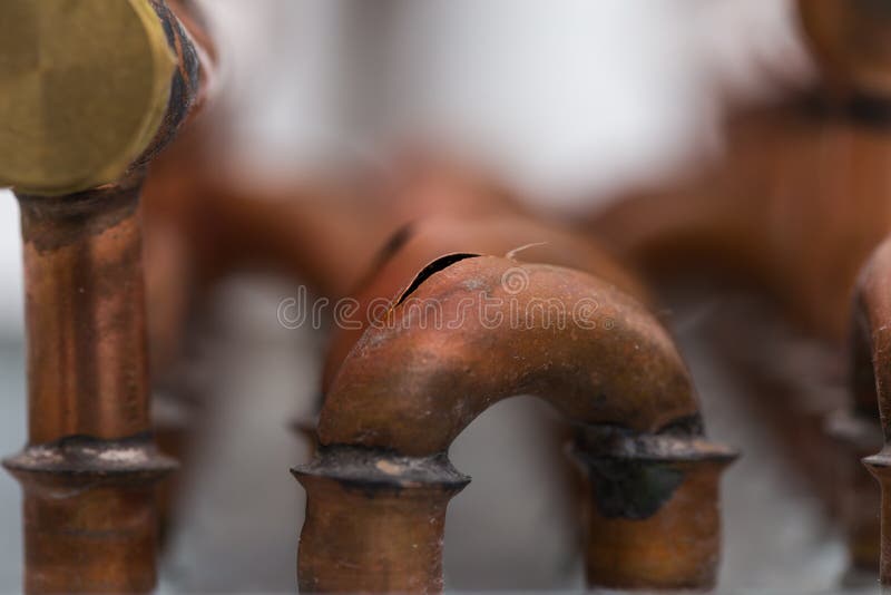 Broken Copper Pipe stock image. Image of close, white - 34913433
