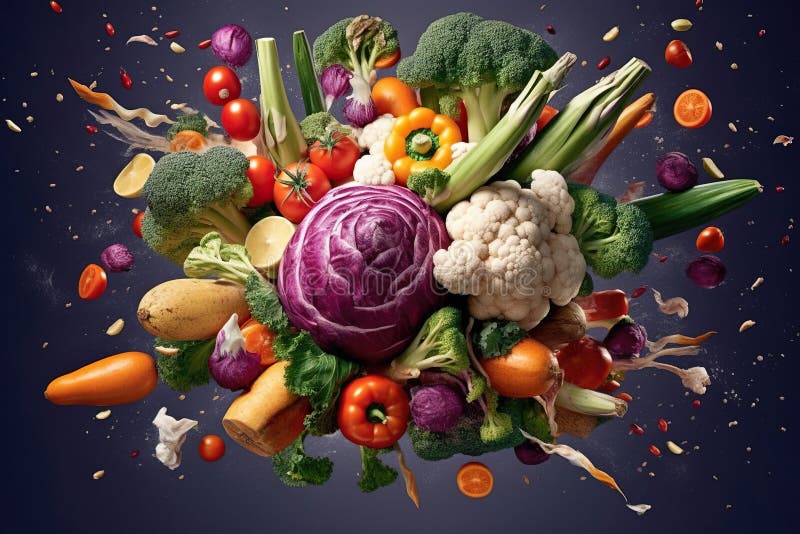 A Burst of Diverse Vegetables Exploding with Vibrant Colors and Fresh ...