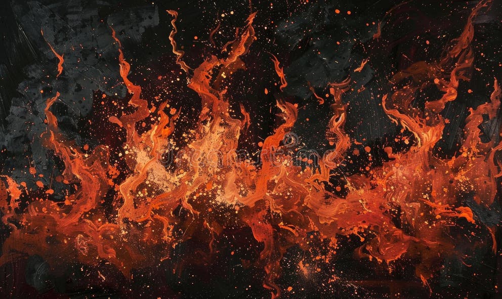 Burst of Flames Against a Black Backdrop, Red-orange Abstract ...