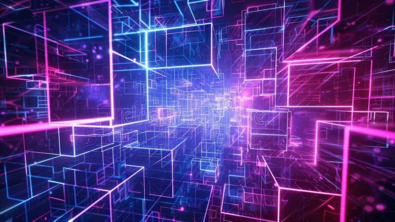 A Burst of Geometric Shapes and Patterns in Bright Neon Colors Forms an ...