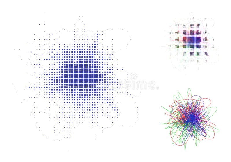 Burst and Halftone Pixel Colored Strings Mess Icon Stock Vector ...