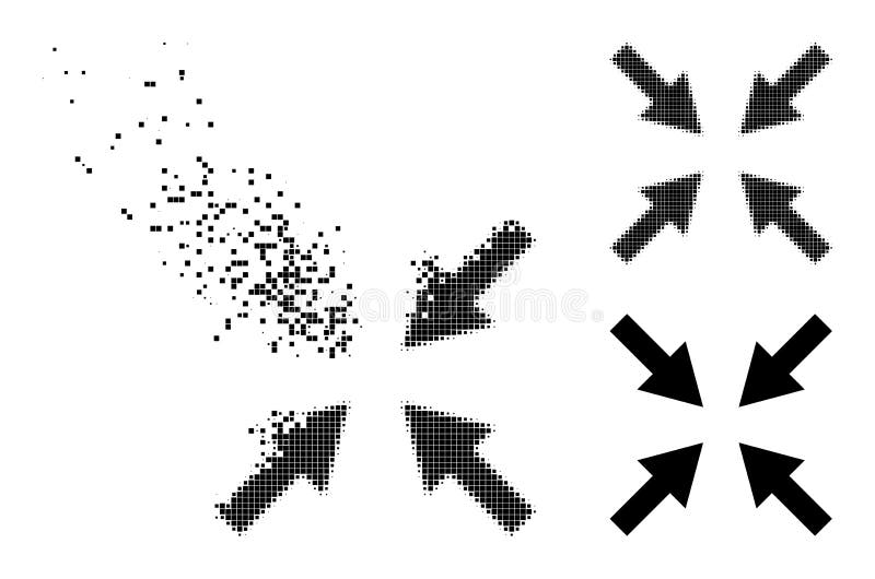 Burst and Halftone Pixel Compress Arrows Icon Stock Vector ...