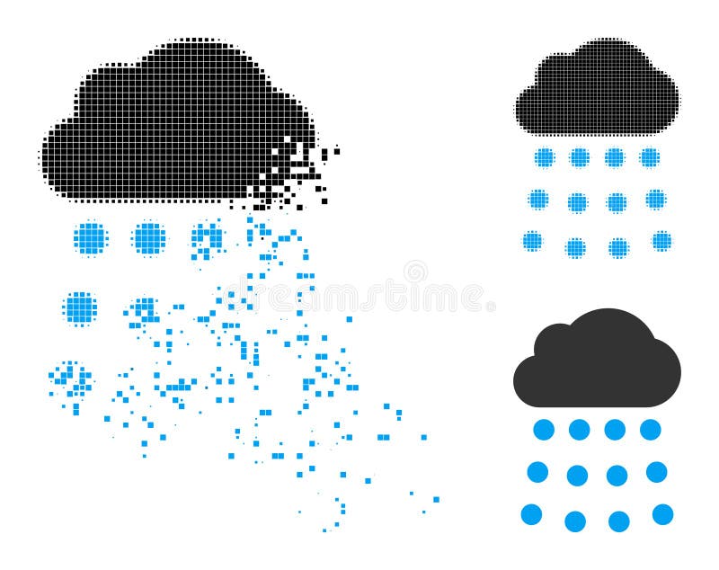 Burst and Halftone Pixel Rain Cloud Icon Stock Vector - Illustration of ...