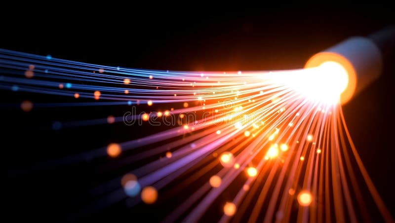 a Burst of Light from the End of a Fiber Optic Cable Stock Illustration ...