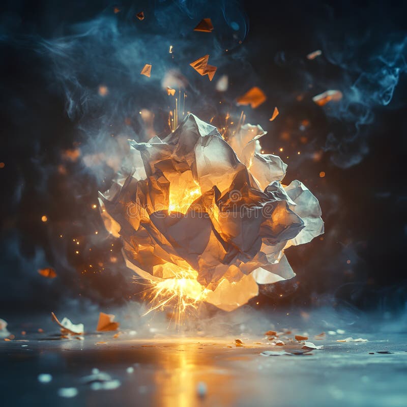 A Burst of Light and Energy from a Crumpled Paper Ball Explodes with a ...