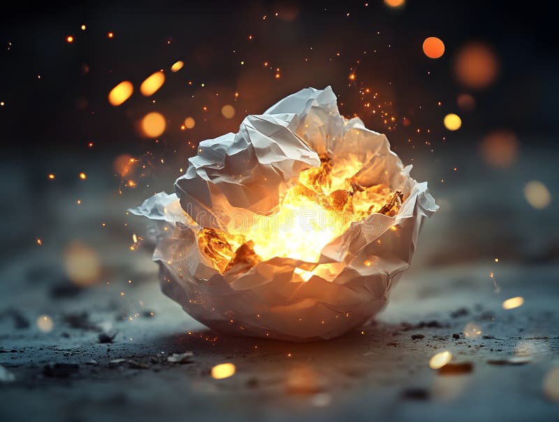 A Burst of Light and Energy from a Crumpled Paper Ball Explodes with a ...