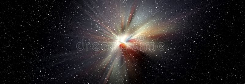 Burst of Light in Space. Night Black Starry Sky Horizontal Background ...
