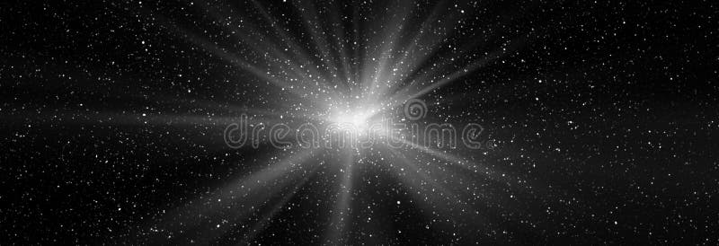Burst of Light in Space. Night Blue Starry Sky Horizontal Background ...