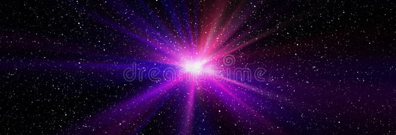Burst of Light in Space. Night Black Starry Sky Horizontal Background ...