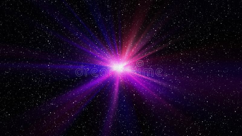 Burst of Light in Space. Night Black Starry Sky Horizontal Background ...