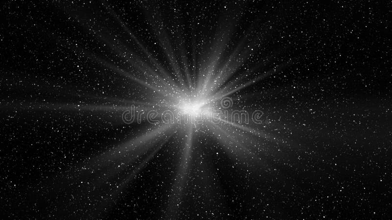 Burst of Light in Space. Night Black Starry Sky Horizontal Background ...