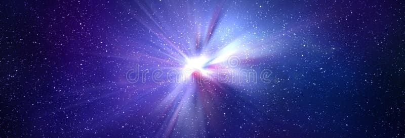 Burst of Light in Space. Night Blue Starry Sky Horizontal Background ...