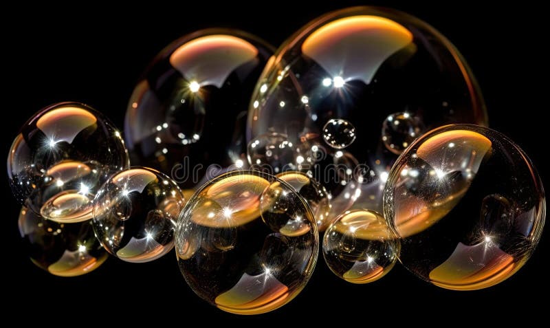 A Burst of Many Transparent and Colorful Bubbles Creating Using ...