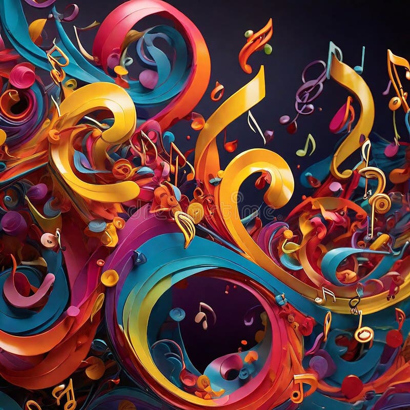 A Burst of Musical Notes, Each One Dancing and Swirling in a Colorful ...