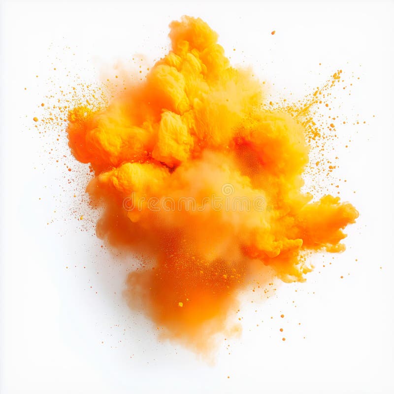 A Burst of Orange Creates a Dynamic Cloud of Movement on a White ...