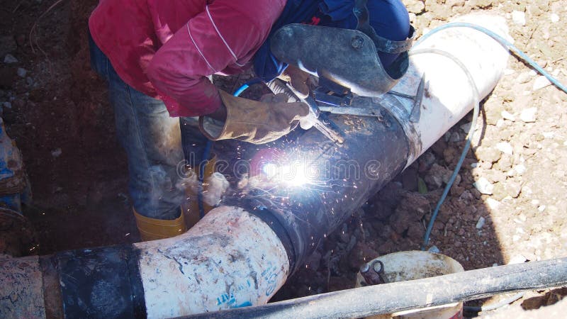 Burst Pipe or Leaking Pipe at Main Pipe Stock Image - Image of couple ...
