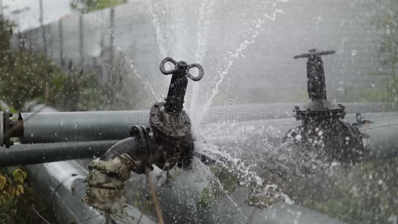 Burst Pipe. Pipeline Accident. Industrial Disaster. Flow of Boiling ...