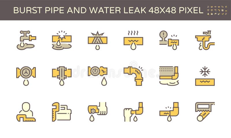 Burst pipe icon stock vector. Illustration of line, pipeline - 183630704