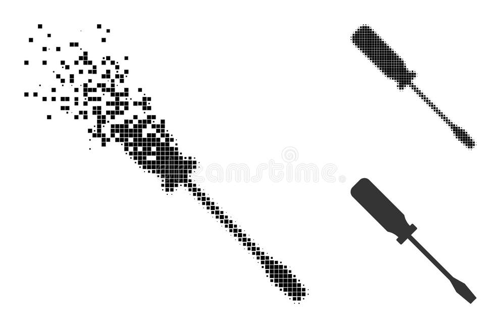Burst Pixel Screwdriver Glyph with Halftone Version Stock Vector ...