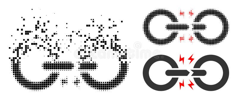 Burst Pixelated Broken Chain Link Glyph with Halftone Version Stock ...