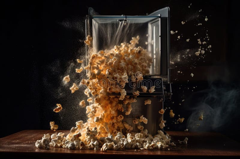 Burst of Popcorn Kernels Exploding Out of a Popcorn Machine ...