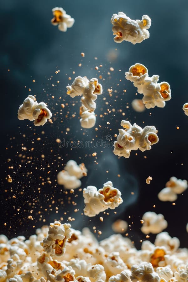A Burst of Popcorn Kernels Suspended in the Air Stock Photo - Image of ...