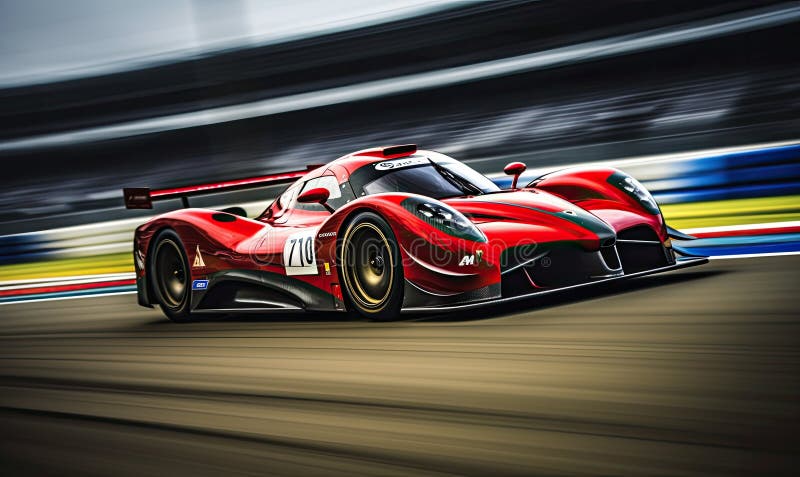 With a Burst of Power, the Racing Car Charges into the Turn, Pushing ...