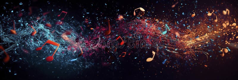 Vivid Explosion of Music Notes in Kaleidoscopic Array Stock ...