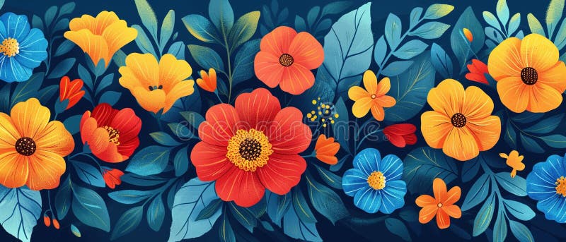 Burst of Spring Flowers in Logo Stock Illustration - Illustration of ...