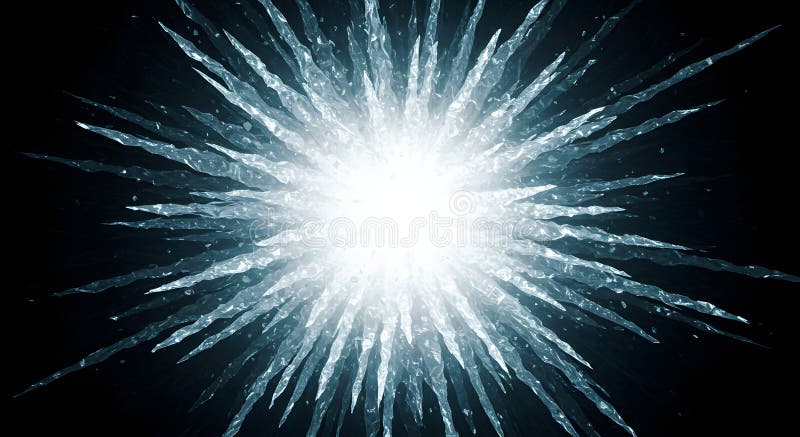 Abstract Burst of Ice Crystals on Black Background Stock Illustration ...