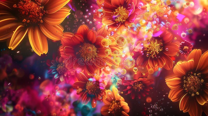 A Burst of Vibrant Flower Patterns Creating a Psychedelic Burst of ...