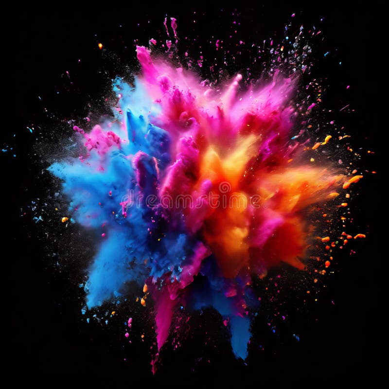Burst of Vibrant Powder Exploding in the Air Creating a Colorfu Stock ...