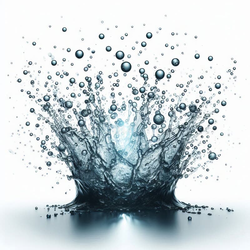 Burst of Water Droplets Hitting a Surface, Creating a Splash an Stock ...