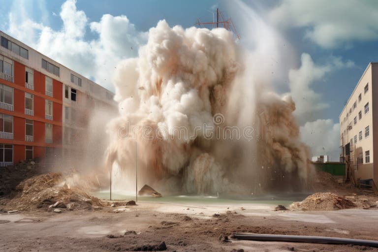 Burst Water Pipe in a Construction Site Setting Stock Illustration ...