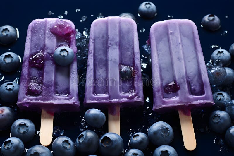 Bursting Blueberry Popsicles Stock Illustration - Illustration of blue ...