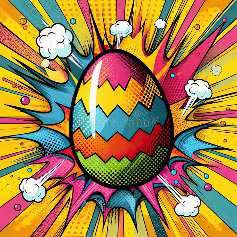 Bursting Colorful Egg in Retro Comic Style Stock Illustration ...