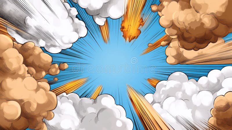 Retro Comic Book Panel Showcasing Explosive Action and Vibrant Color ...