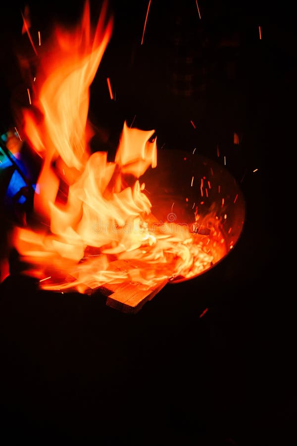 Bursting Fire and Ember Sparks Rushing Up in the Air Stock Photo ...