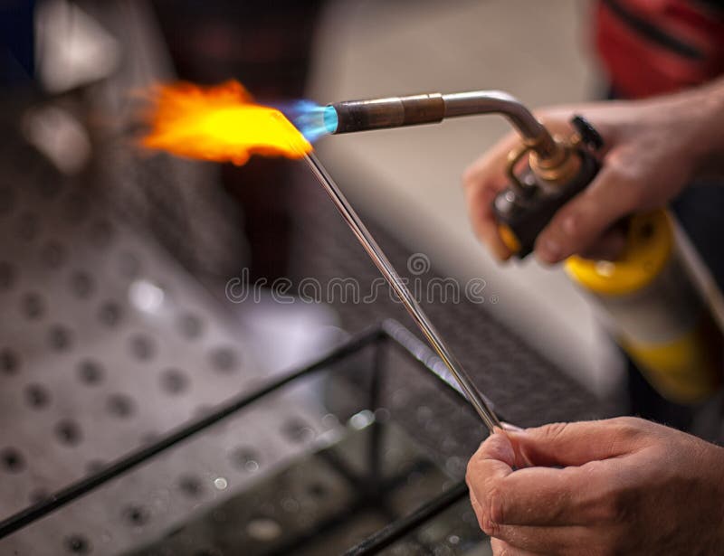 Bursting Fire from a Gas Burner from a Gas Cylinder Stock Photo - Image ...