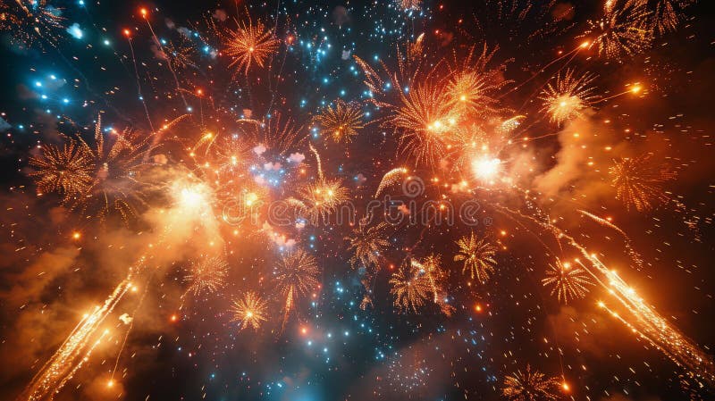 Bursting Fireworks Lighting Up the Sky Stock Photo - Image of multi ...