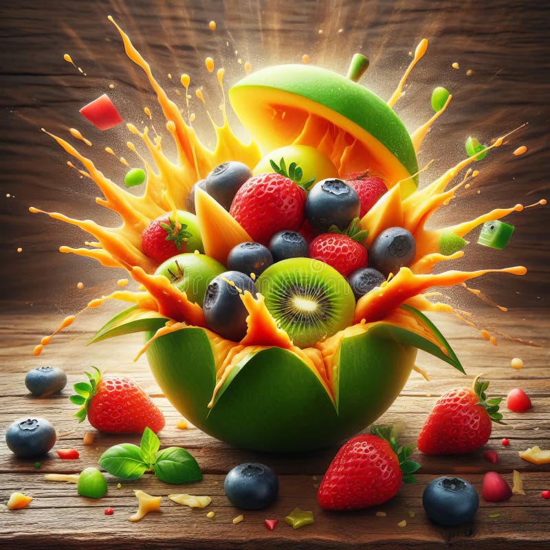 Bursting Fruit, Close Up, Photo Stock Illustration - Illustration of ...