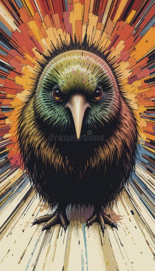 Bursting Kiwi Bird Pop Art Energy and Whimsy Stock Image - Image of ...