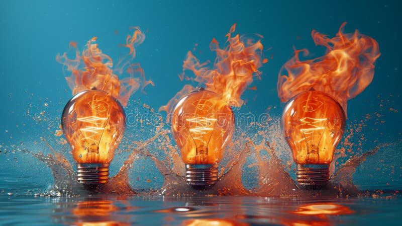 Bursting Light Bulb on Fire Stock Image - Image of glowing, burning ...