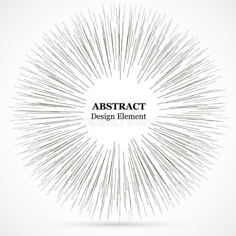 Bursting Lines.Set of Circular Rays.Assymetric Radial Elements.Linear ...