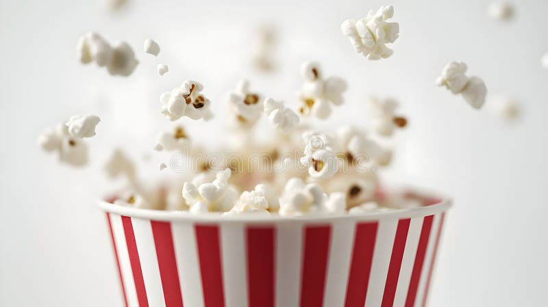 Bursting Popcorn Red White Striped Bucket Stock Photos - Free & Royalty ...