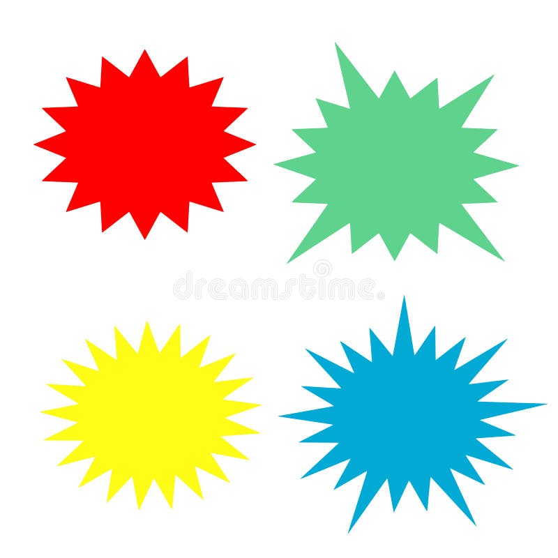 Bursting Shape Speech Bubbles Set; Starburst and Sunburst Cartoon with ...