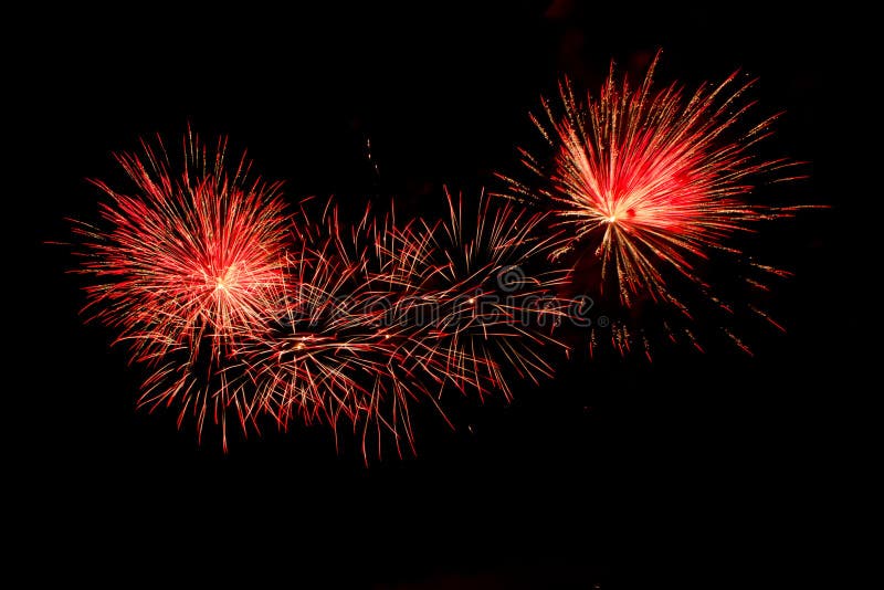 Bursts of Red and Orange Fireworks Stock Image - Image of december ...