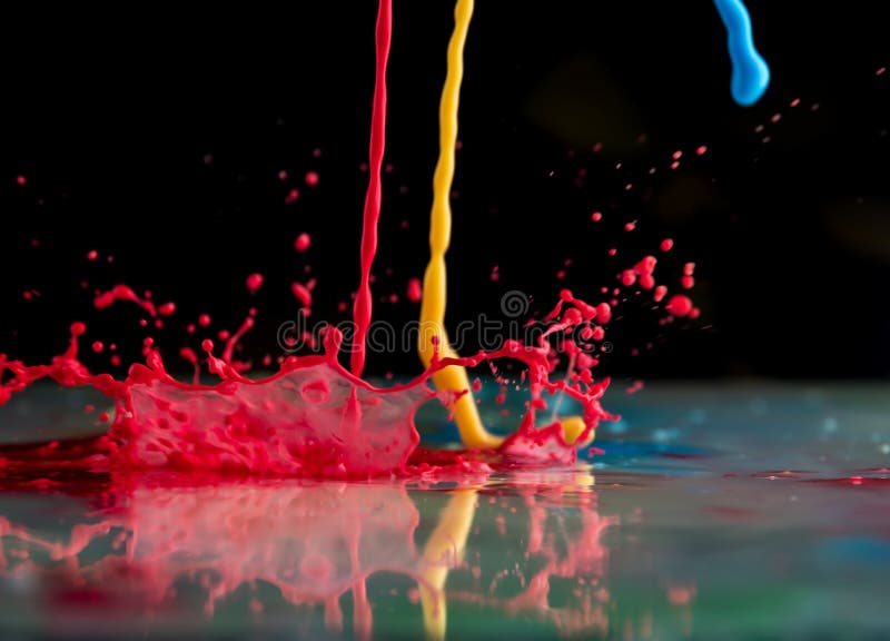 Bursts and Splashes from Falling Paints of Different Colors Stock Image ...